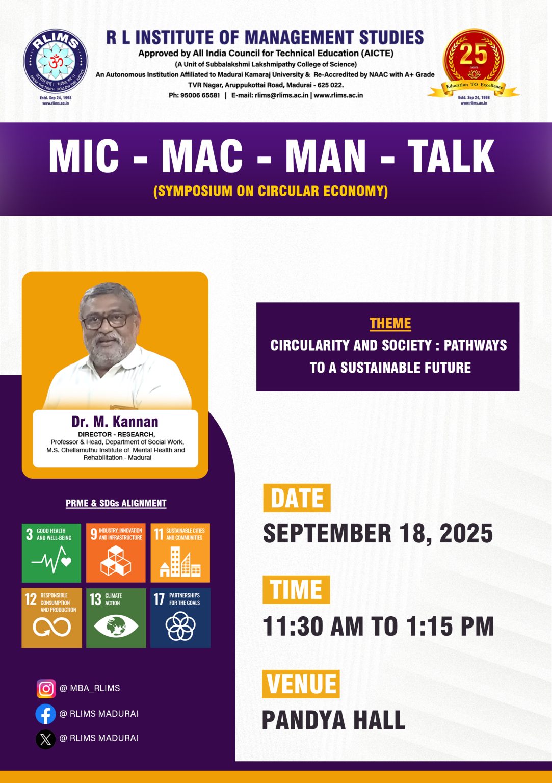 MIC MAC MAN TALK - MBA - RL Institute of Management Studies Madurai
