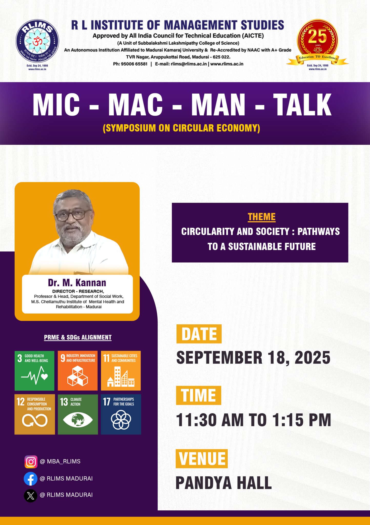MIC MAC MAN TALK - MBA - RL Institute of Management Studies Madurai