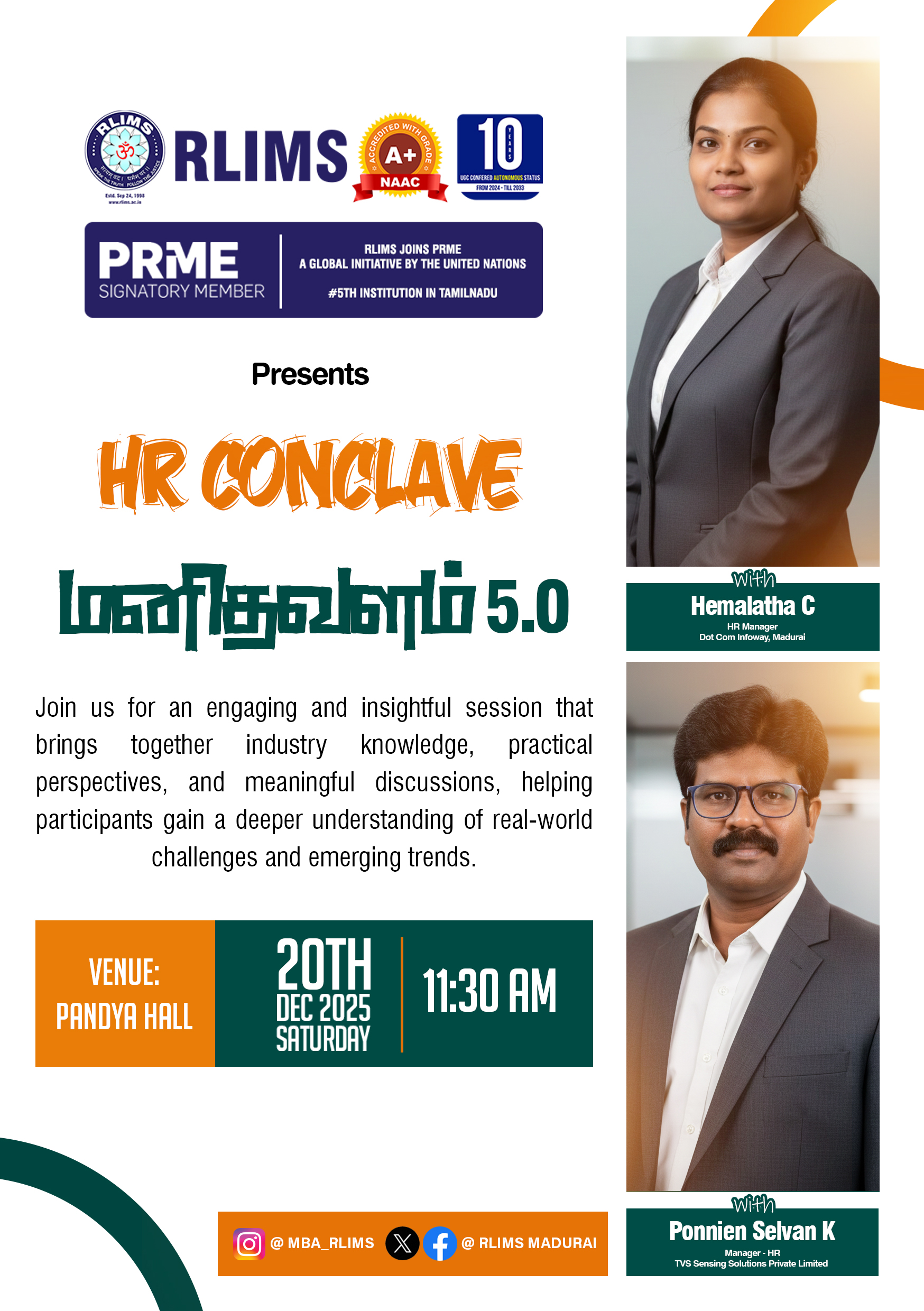 HR Conclave - Human Resource 5.0 - MBA - RL Institute of Management ...